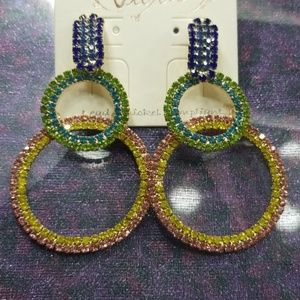 Viola | Jewelry | Custom Multi Color Rhinestone Earrings | Poshmark